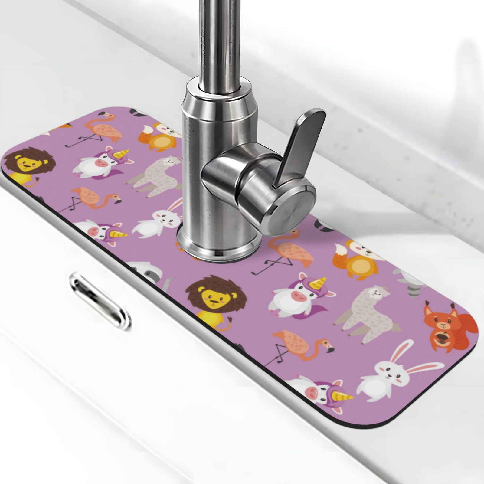 Faucet Mat for Kitchen Sink - Lovely animals Fast Drying Absorbent ...
