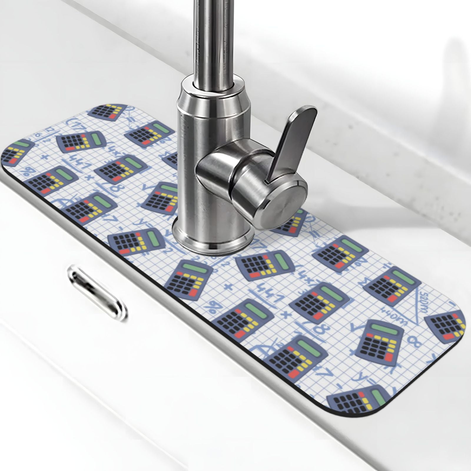 Faucet Mat for Kitchen Sink - Math number Print calculator Absorbent ...