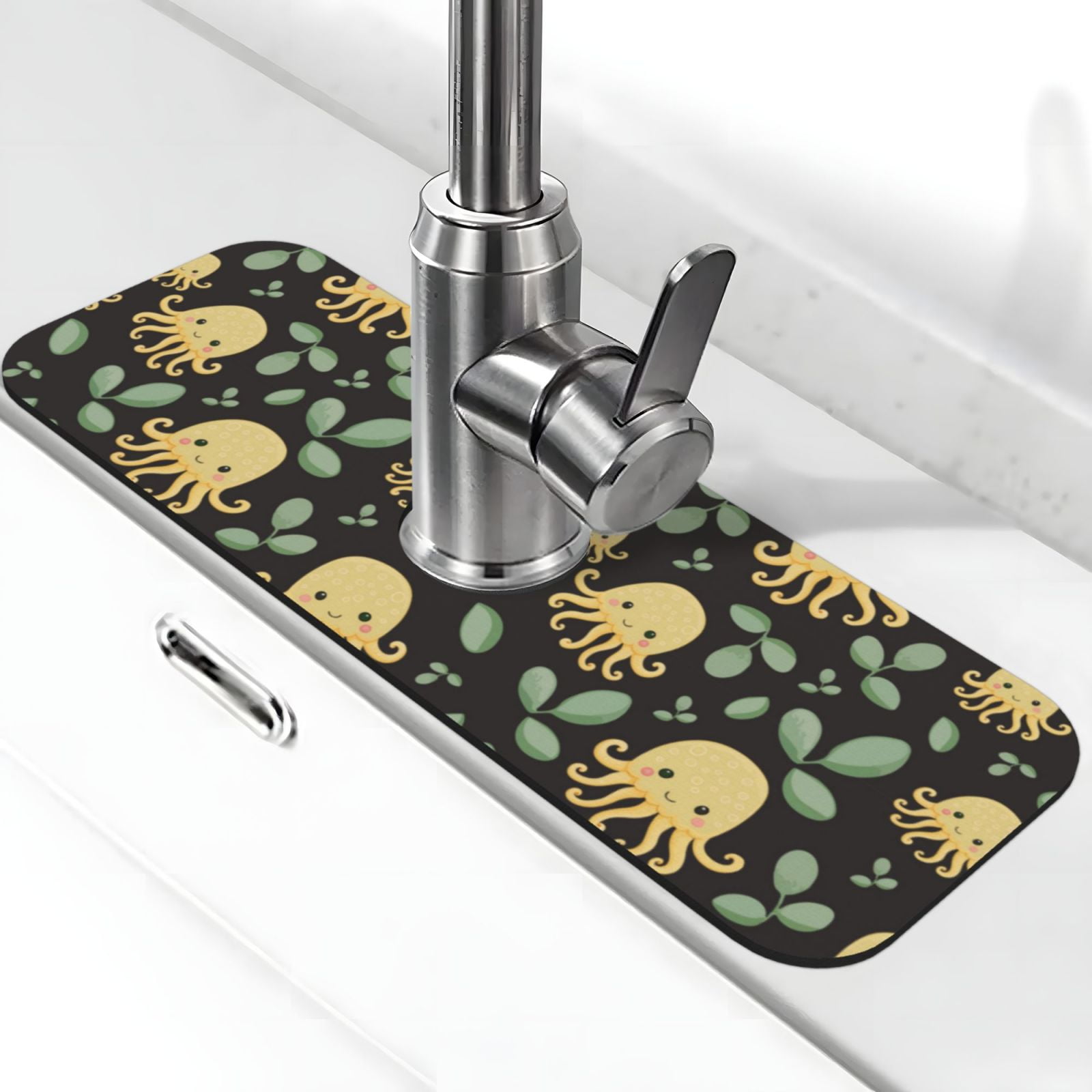 Faucet Mat for Kitchen Sink - Octopuses And Leaves Fast Drying ...