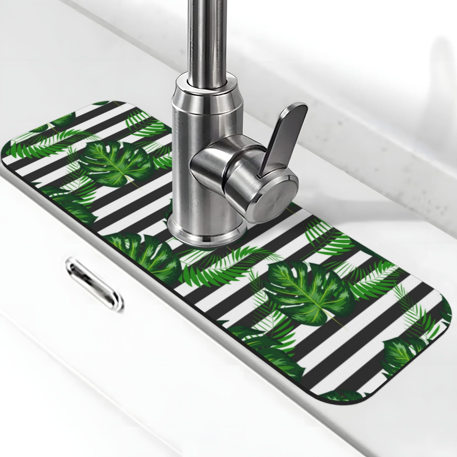 Faucet Mat for Kitchen Sink - Palm Greenery Fast Drying Absorbent ...