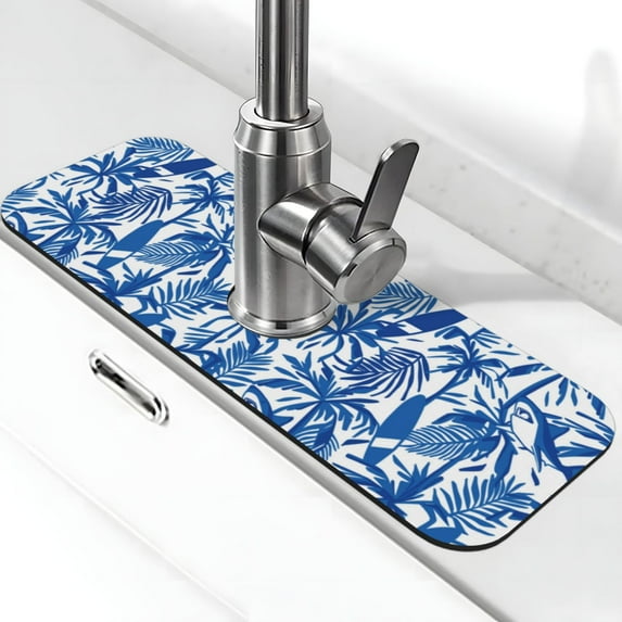Faucet Mat for Kitchen Sink - Palm Tree Shark Blue Fast Drying ...