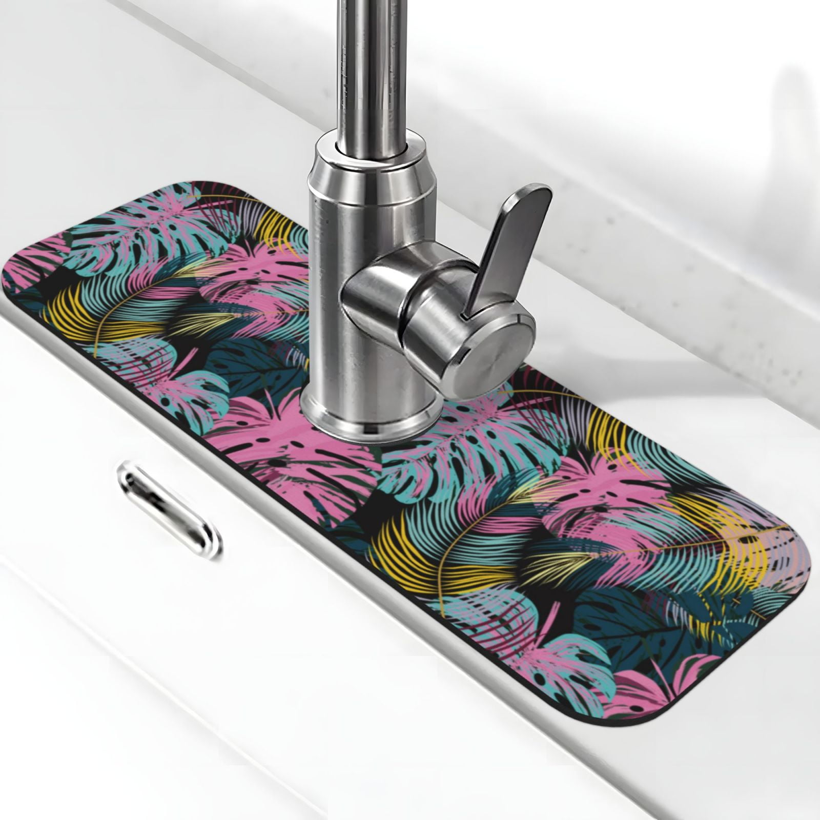 Faucet Mat for Kitchen Sink - Palm tree_AD Fast Drying Absorbent ...