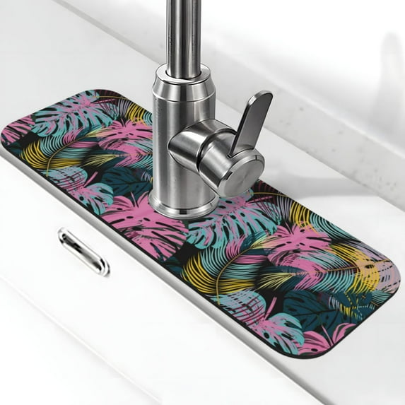Faucet Mat for Kitchen Sink - Palm tree_AD Fast Drying Absorbent ...