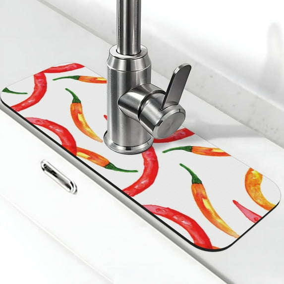 Faucet Mat for Kitchen Sink - Pepper Abstract Fast Drying Absorbent ...