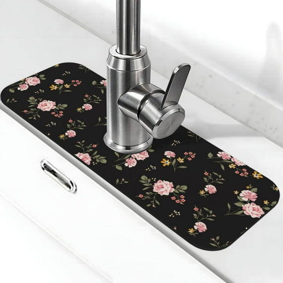 Faucet Mat for Kitchen Sink - Pink flowers A Fast Drying Absorbent ...