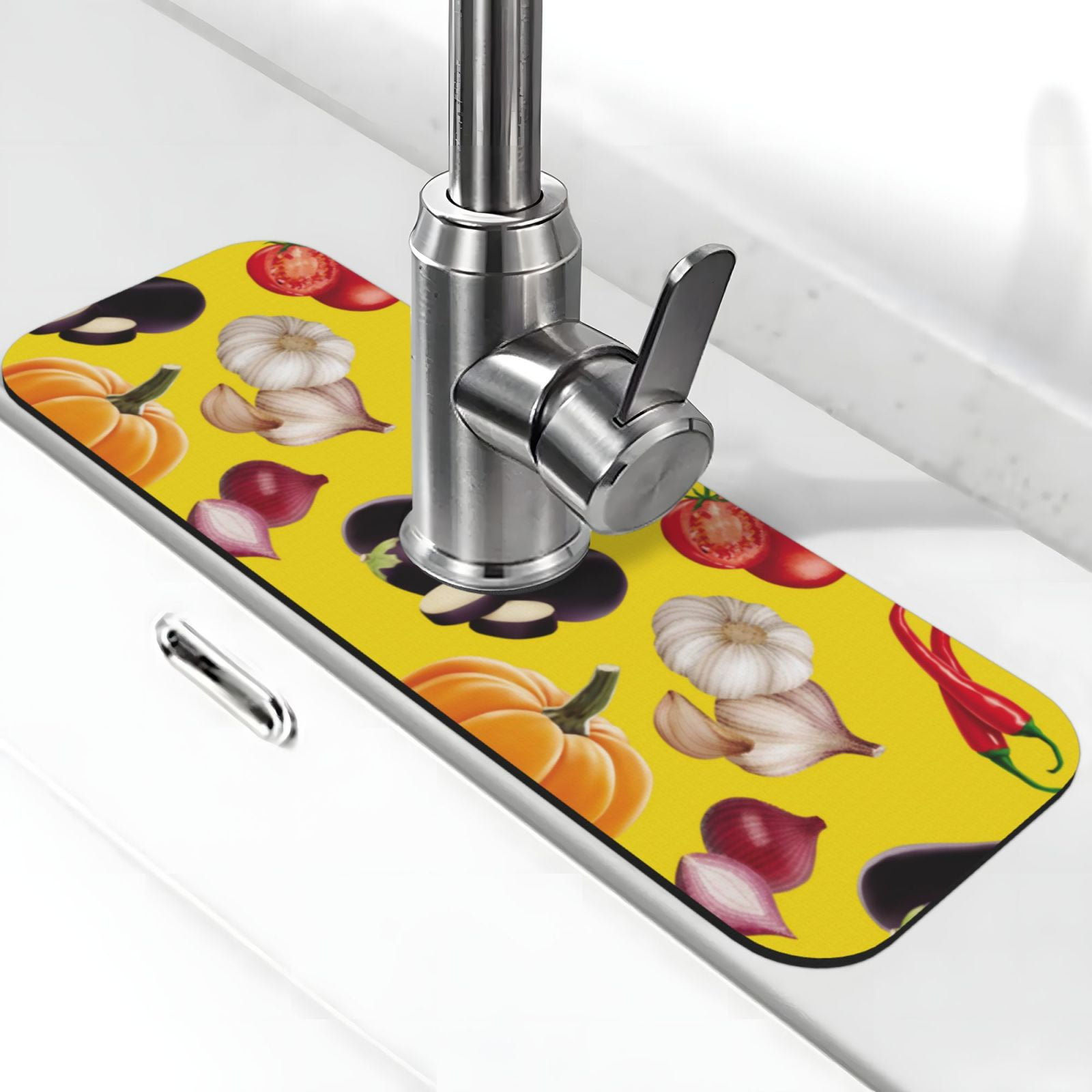 Faucet Mat for Kitchen Sink, Potato vegetable Cute Absorbent Fast ...