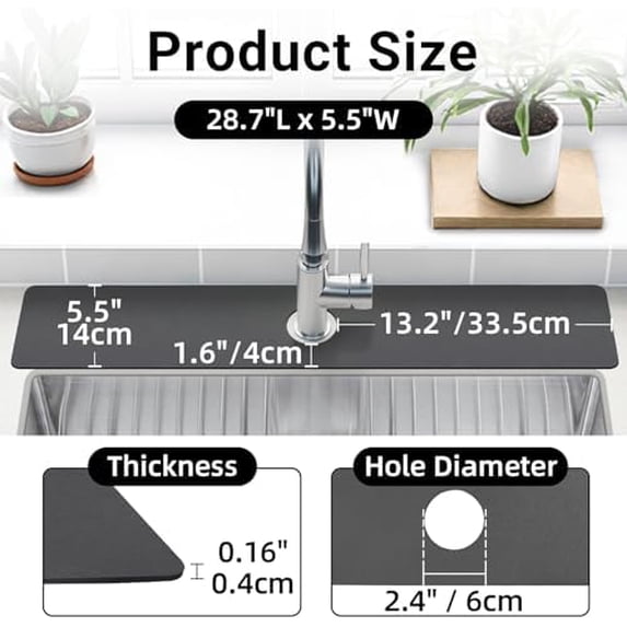 Faucet Mat for Kitchen Sink Protectors, 29 Inch Extra Long Kitchen Sink ...