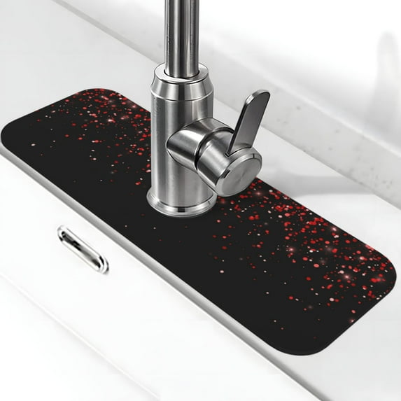 Faucet Mat for Kitchen Sink - Red Glitter1 Fast Drying Absorbent ...