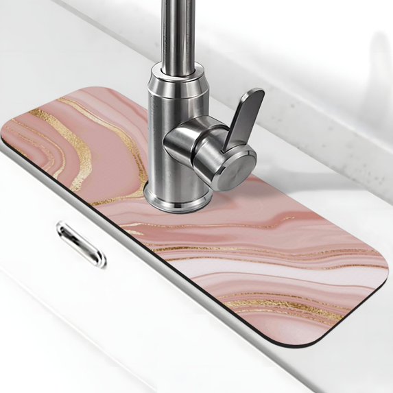 Faucet Mat for Kitchen Sink - Rose Gold Glitter Splatter Fast Drying ...
