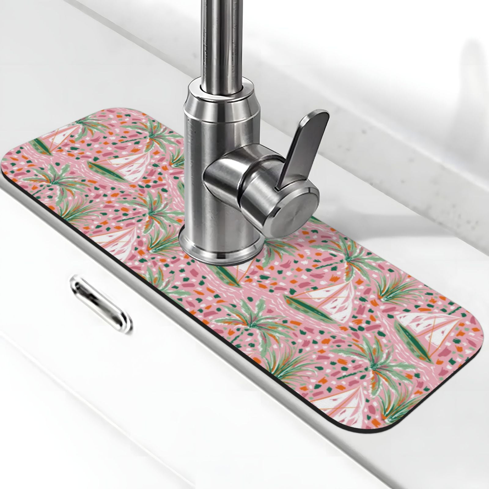Faucet Mat for Kitchen Sink - Sailboats And Palm Tree Fast Drying ...