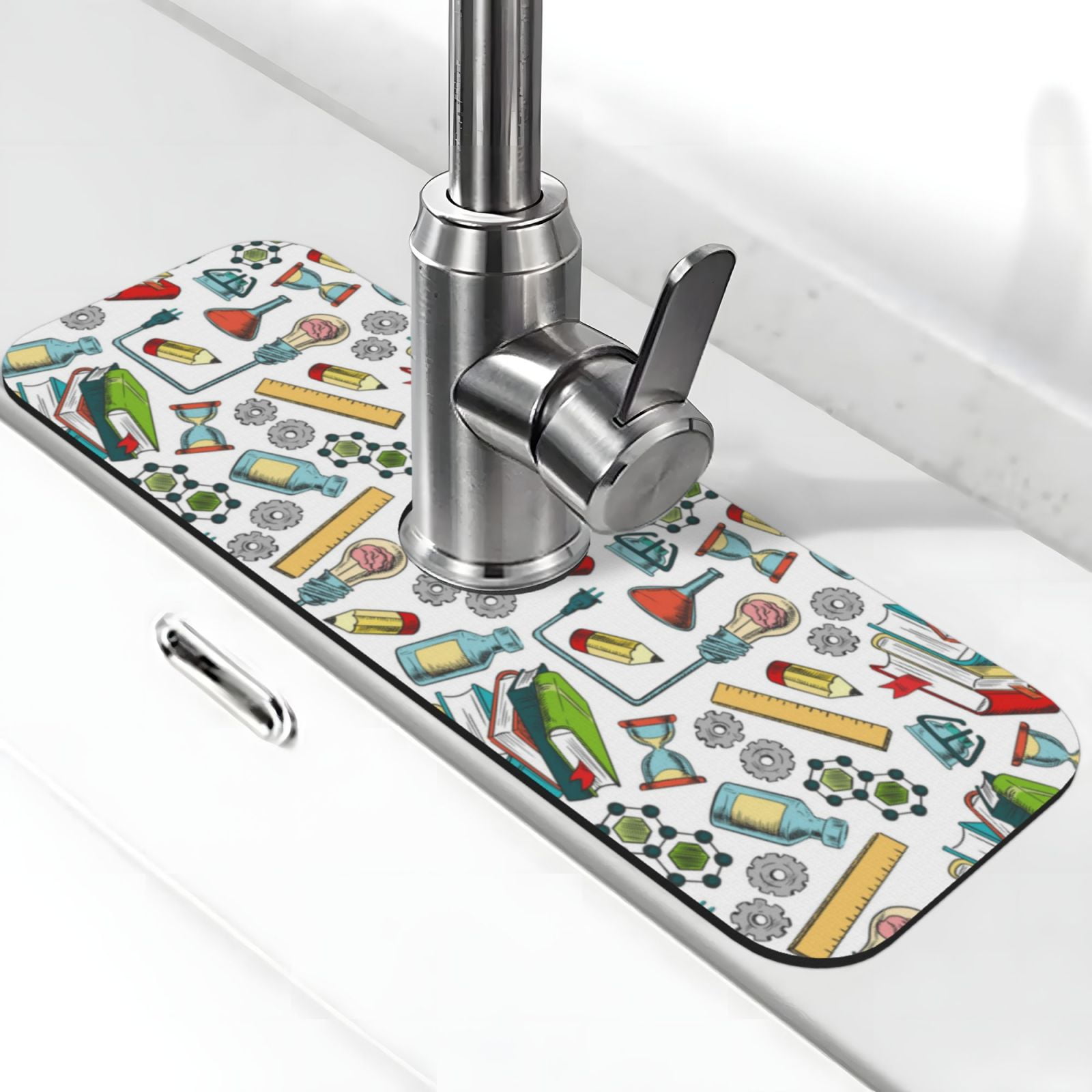 Faucet Mat for Kitchen Sink - School season book Fast Drying Absorbent ...