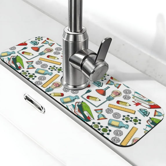 Faucet Mat for Kitchen Sink - School season book Fast Drying Absorbent ...