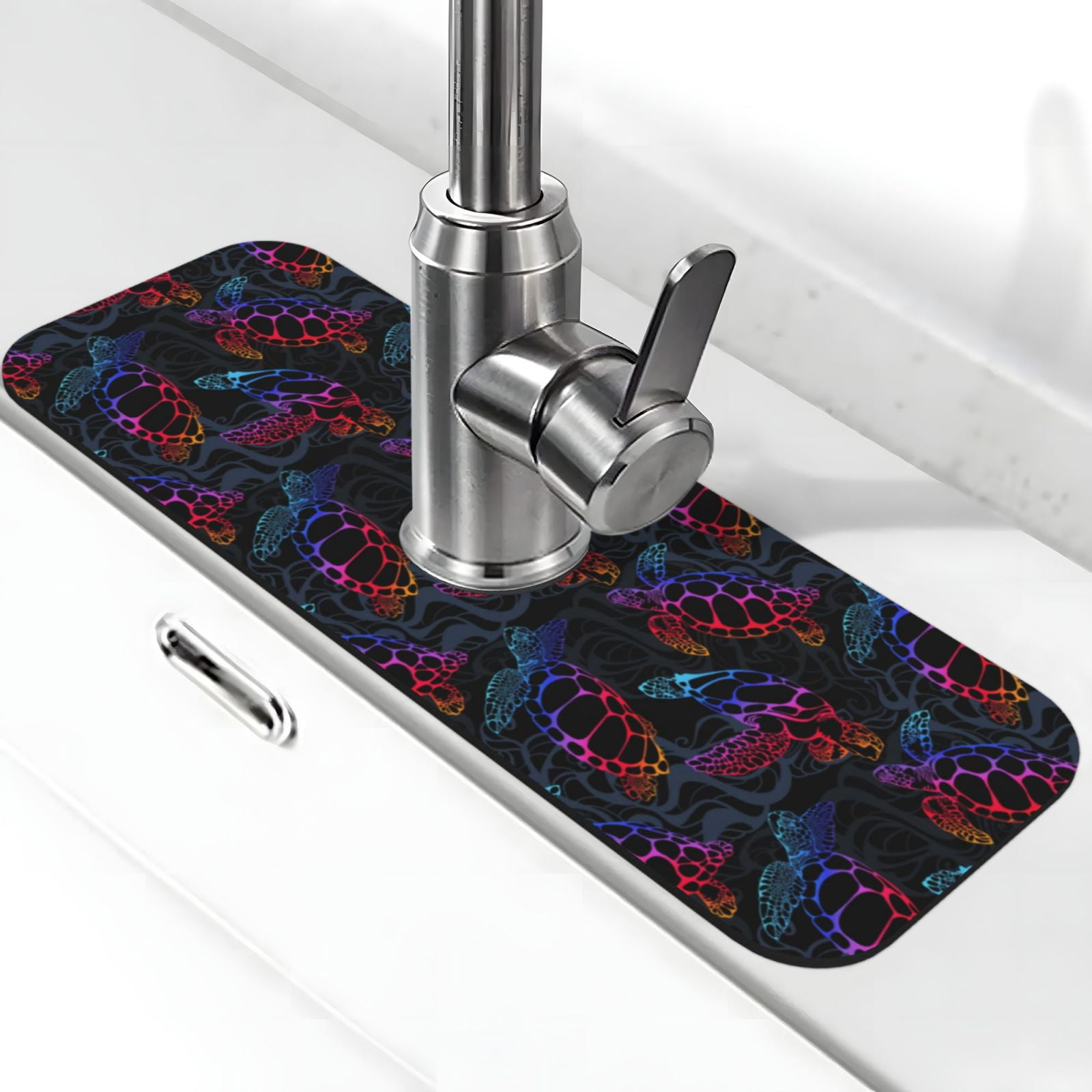Faucet Mat for Kitchen Sink - Sea Turtle colorful Fast Drying Absorbent ...