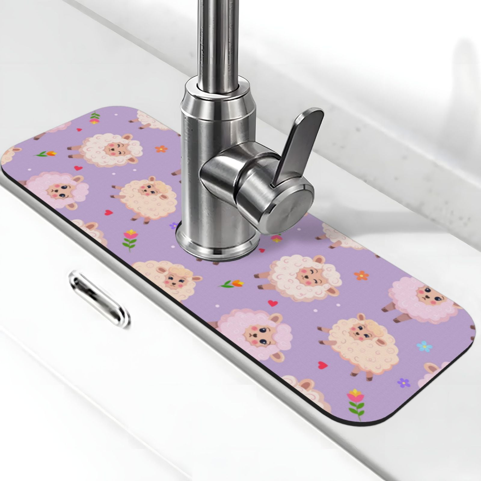 Faucet Mat for Kitchen Sink - Sheeps Fast Drying Absorbent Kitchen Sink ...