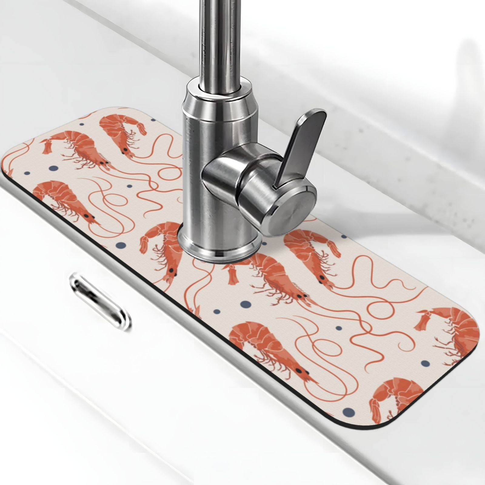 Faucet Mat for Kitchen Sink, Shrimp No.9032 Cute Absorbent Fast Drying ...