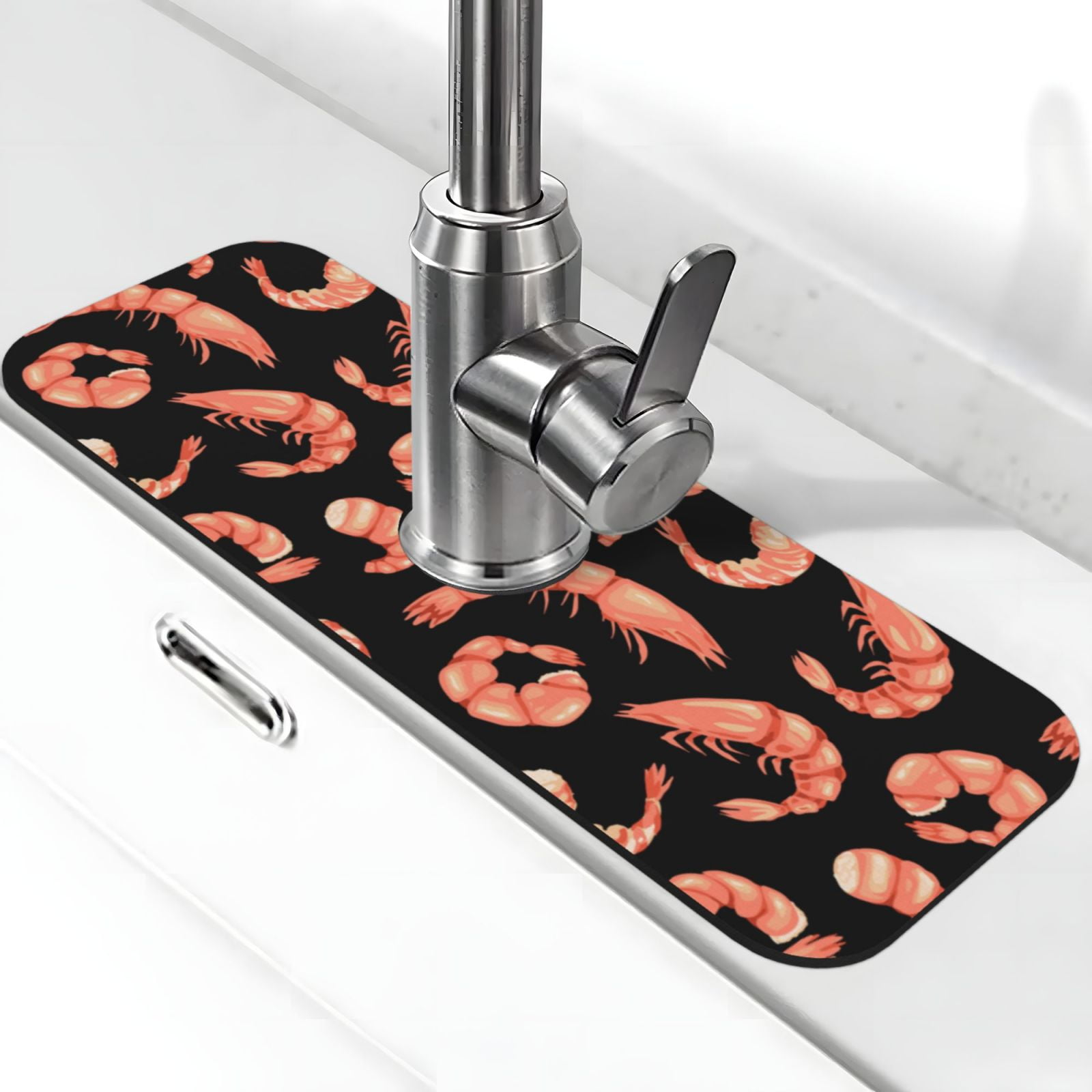 Faucet Mat for Kitchen Sink, Shrimp No.9042 Cute Absorbent Fast Drying ...