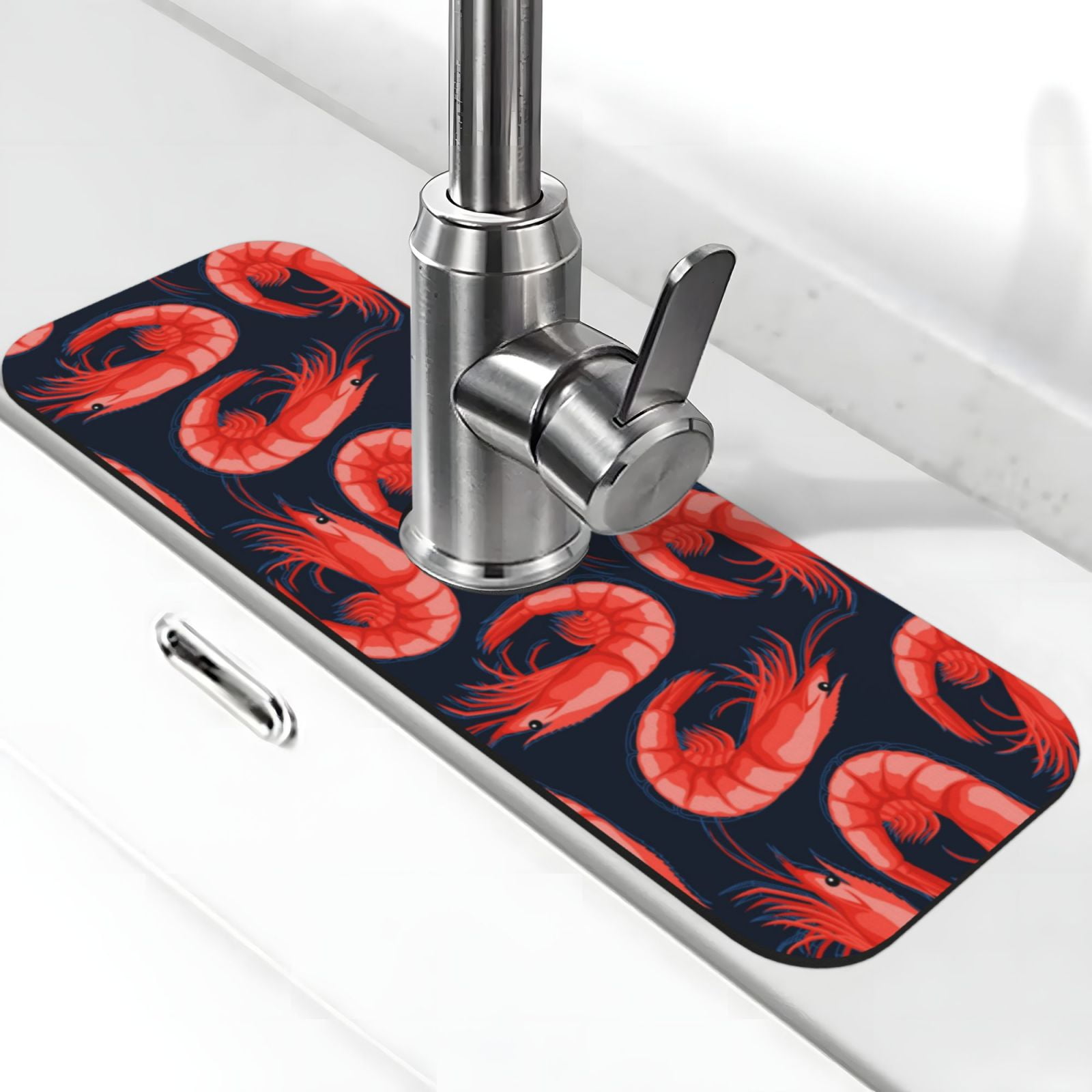 Faucet Mat for Kitchen Sink - Shrimp No.9052 Fast Drying Absorbent ...