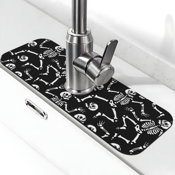 Faucet Mat for Kitchen Sink - Skeletons Dancing Fast Drying Absorbent ...