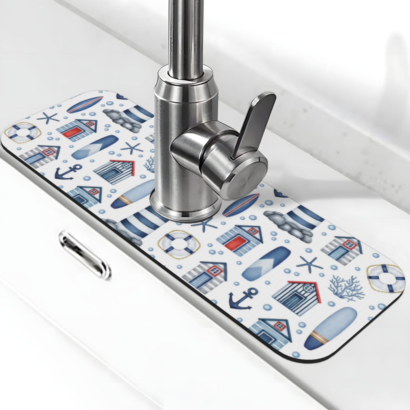 Faucet Mat for Kitchen Sink Splash Guard anchor Lighthouse Surfboards ...