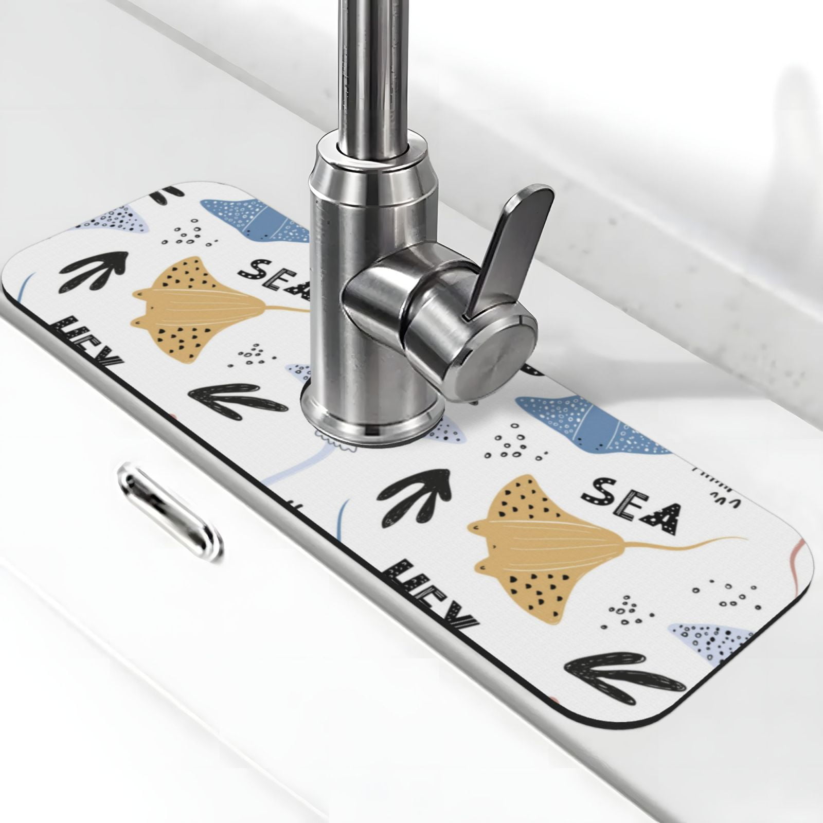 Faucet Mat for Kitchen Sink Splash Guard stingrays scandinavian style ...