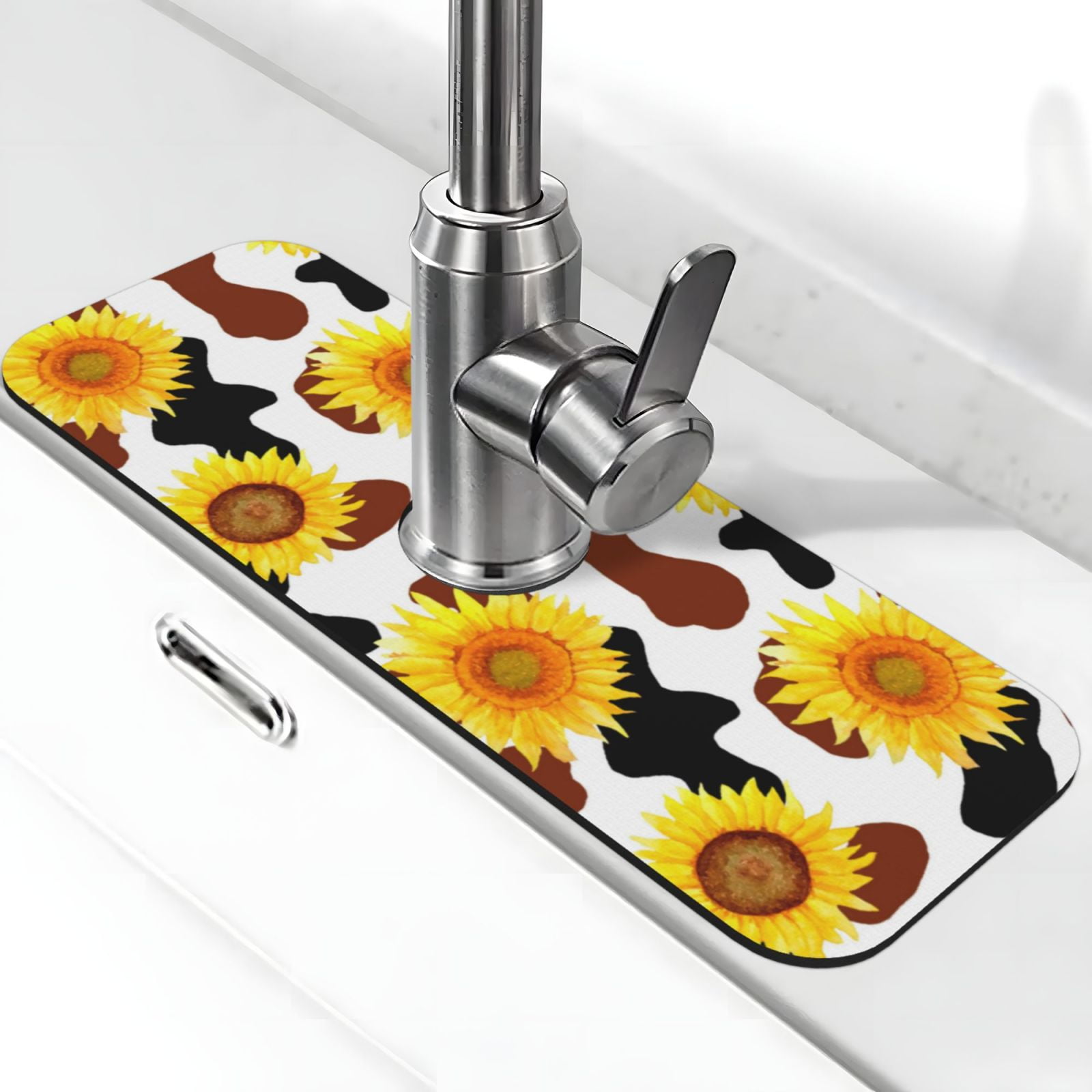 Faucet Mat for Kitchen Sink - Sunflower Cow Fast Drying Absorbent ...