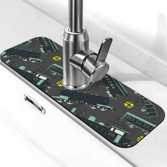 Faucet Mat for Kitchen Sink - Train Pattern funny Fast Drying Absorbent ...