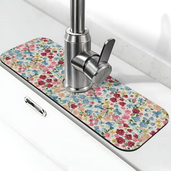 Faucet Mat for Kitchen Sink - Trendy Floral Design Fast Drying ...
