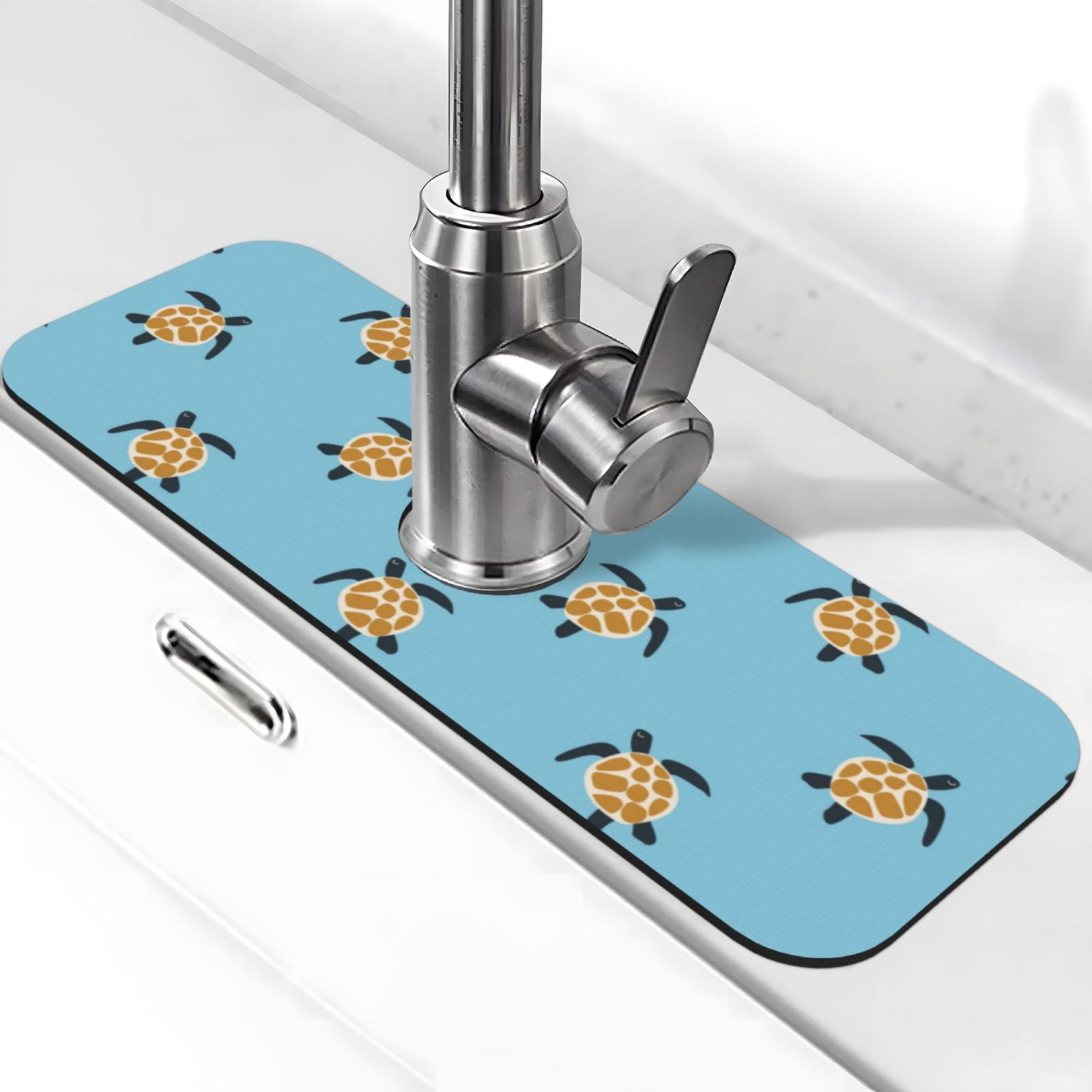 Faucet Mat for Kitchen Sink - Turtle print B Fast Drying Absorbent ...