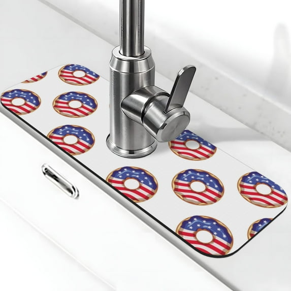 Faucet Mat for Kitchen Sink - USA Flag Print Donuts Fast Drying ...