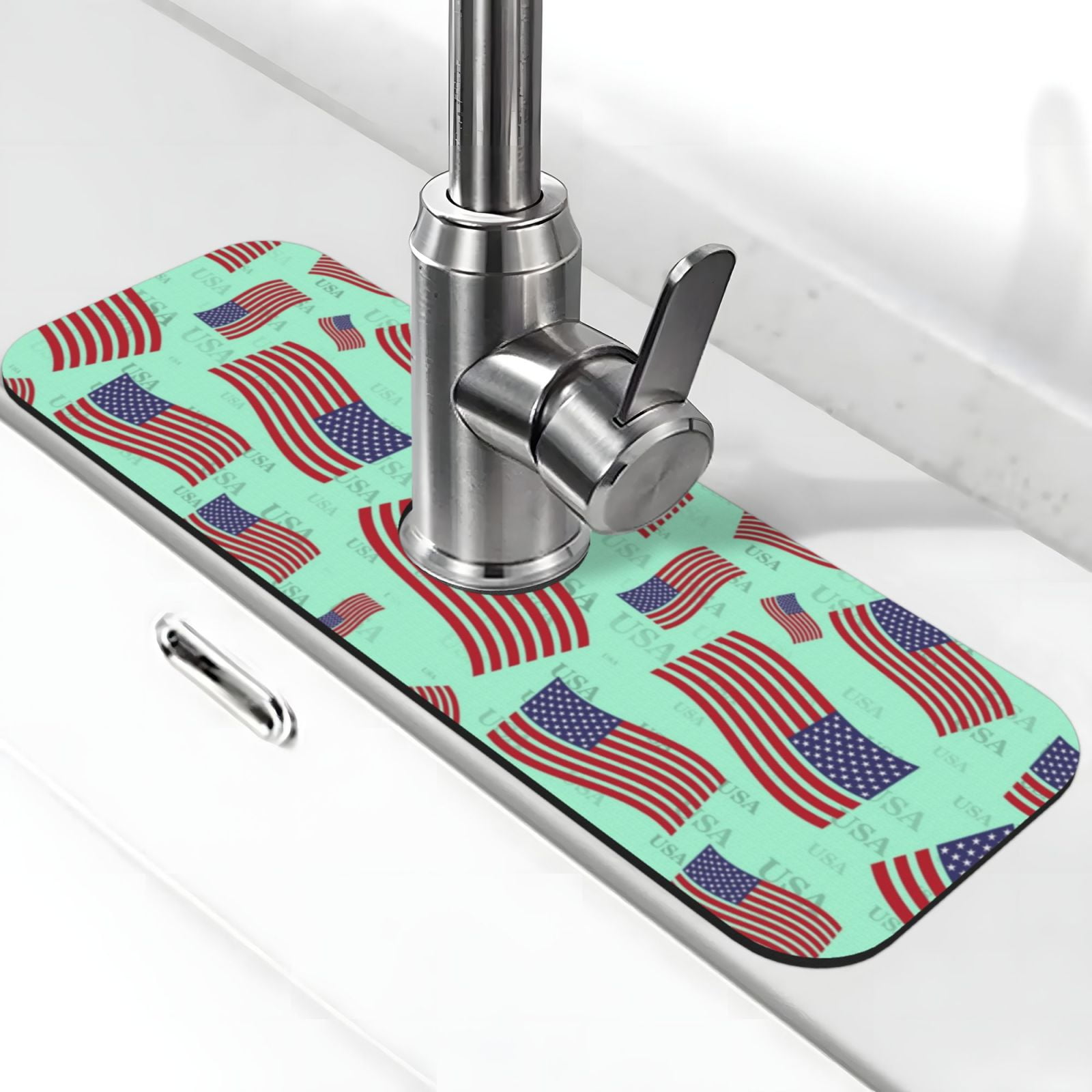 Faucet Mat for Kitchen Sink - Usa Flag Fast Drying Absorbent Kitchen ...