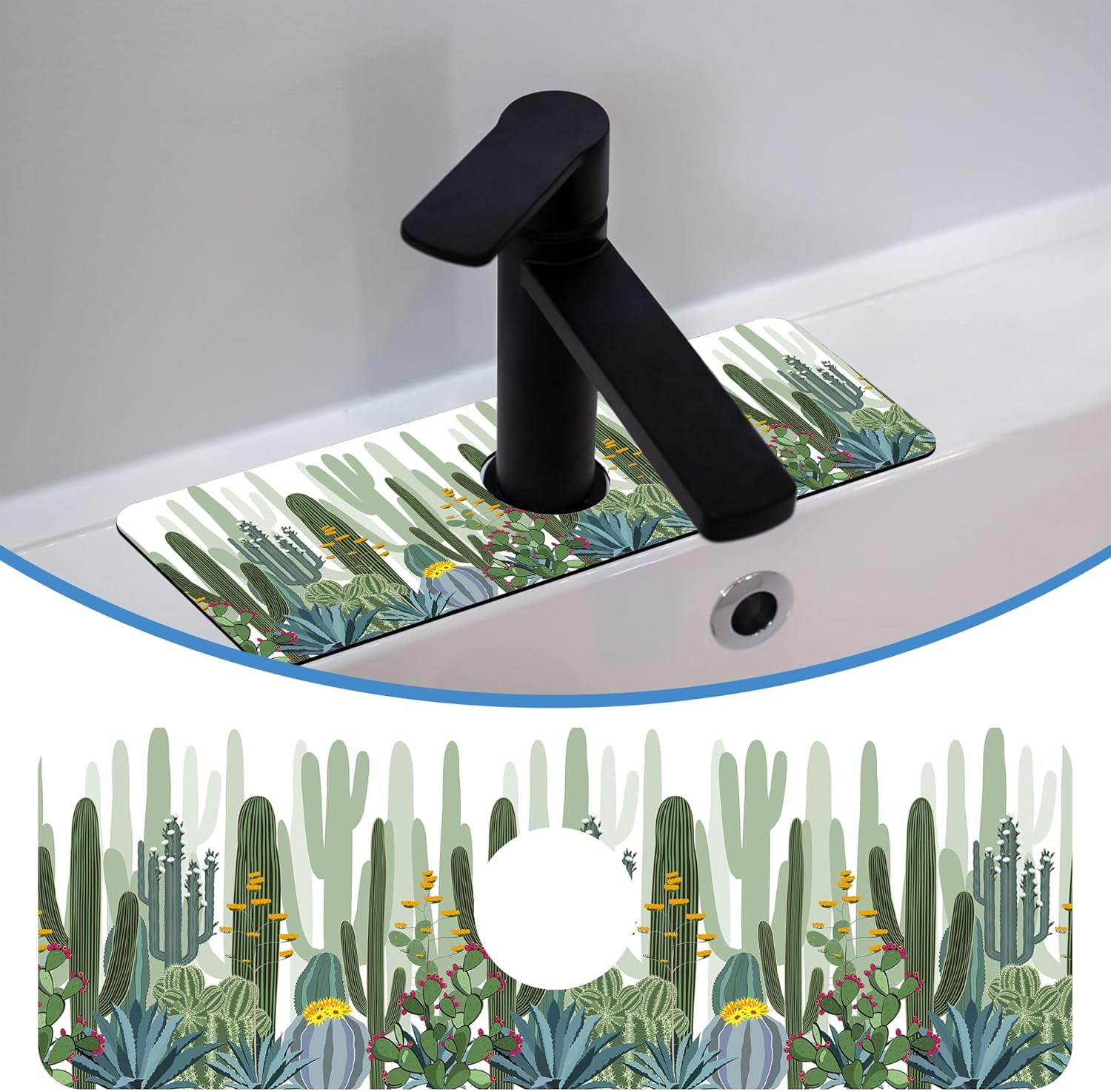 Faucet Mat for Kitchen Sink White Marble Texture Sink Faucet Mat Splash ...