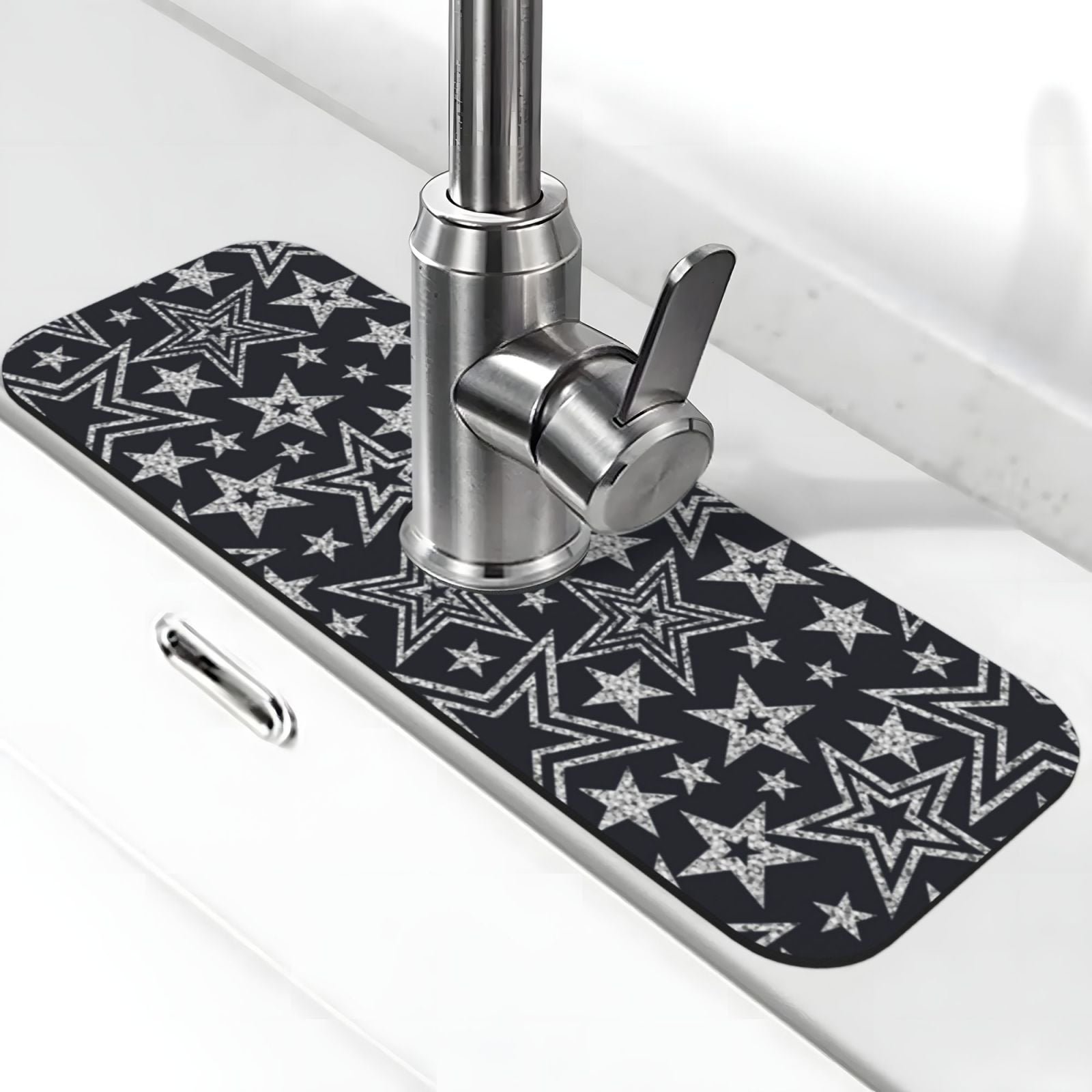 Faucet Mat for Kitchen Sink - White Star Fast Drying Absorbent Kitchen ...