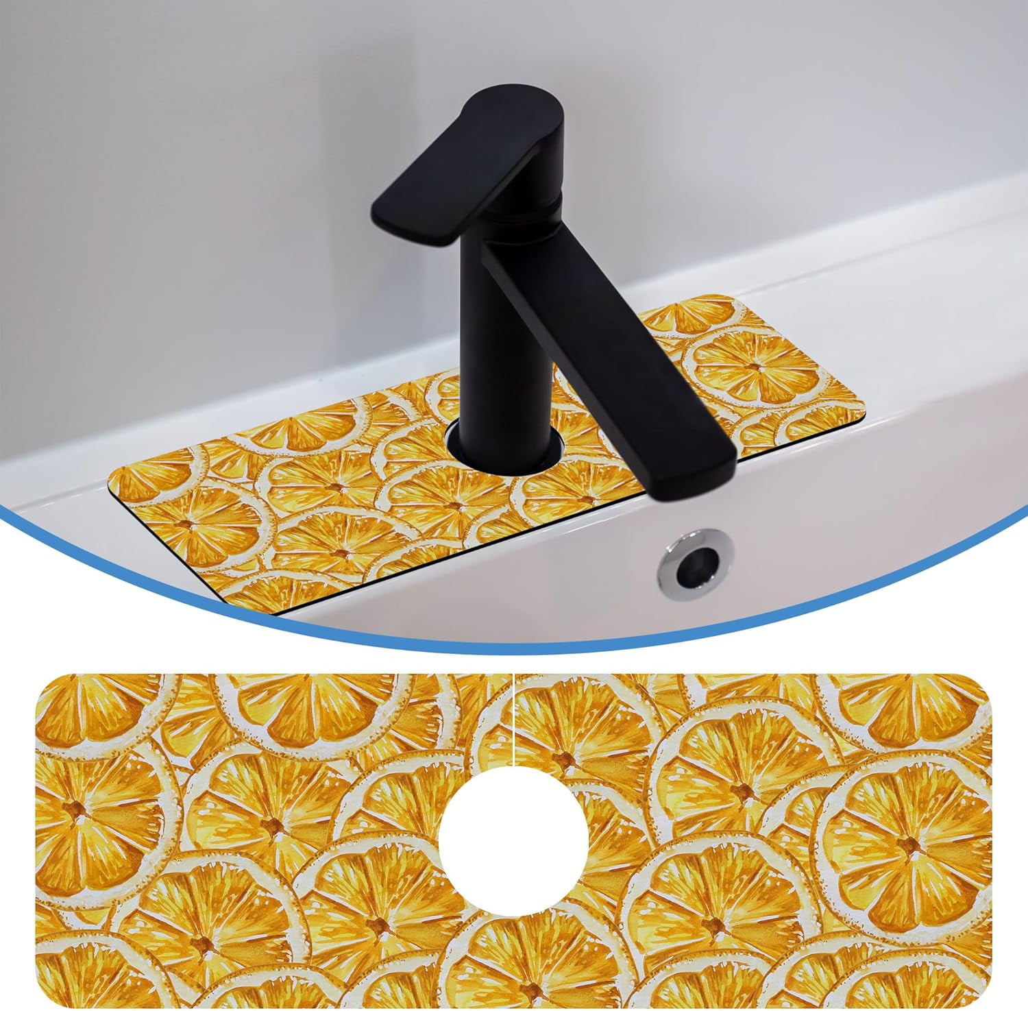 Faucet Mat for Kitchen Sink Yellow Fruit Lemon Sink Faucet Mat Splash ...