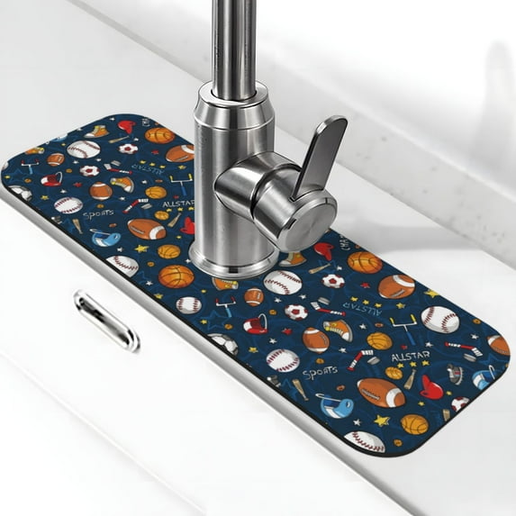 Faucet Mat for Kitchen Sink - baseball football Fast Drying Absorbent ...