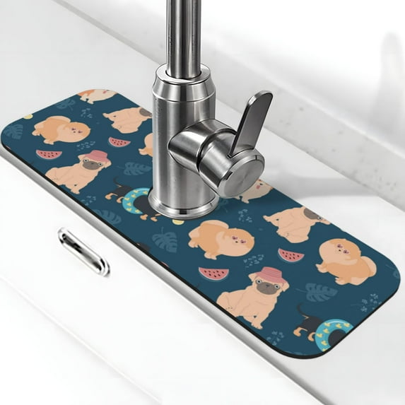 Faucet Mat for Kitchen Sink - cartoon Dog leaf Watermelon Fast Drying ...
