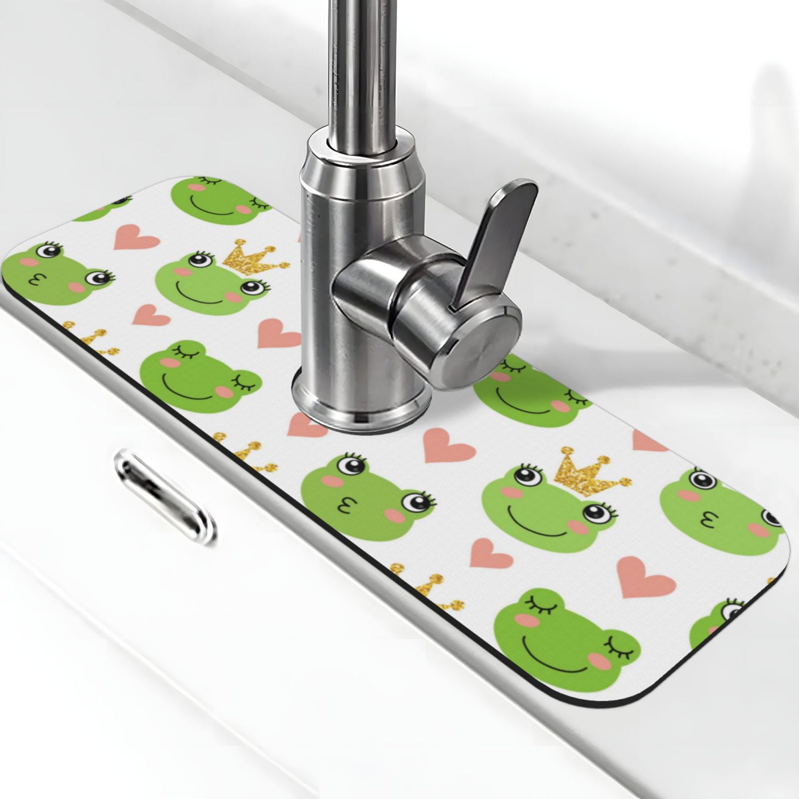 Faucet Mat for Kitchen Sink - cute frogs crowns funny Absorbent Fast ...