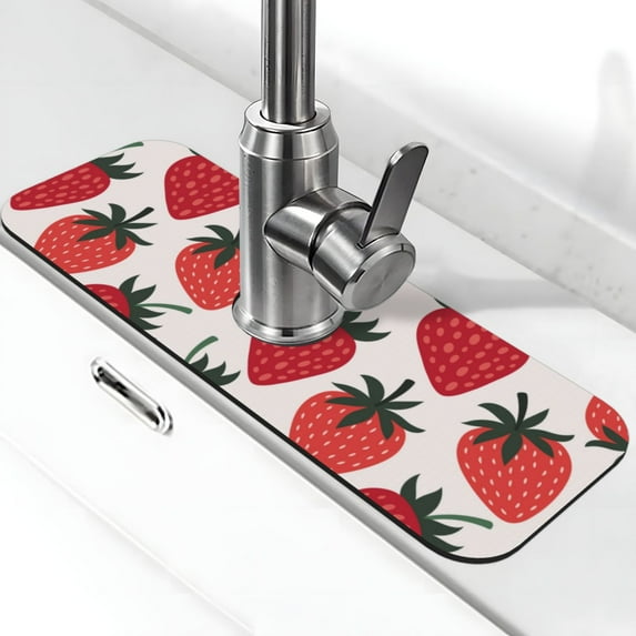 Faucet Mat for Kitchen Sink - cute strawberries print Fast Drying ...