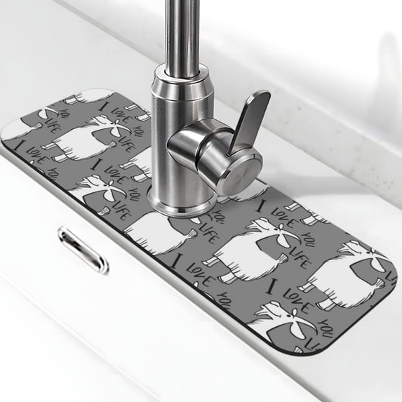 Faucet Mat for Kitchen Sink - goat funny grey cute Fast Drying ...