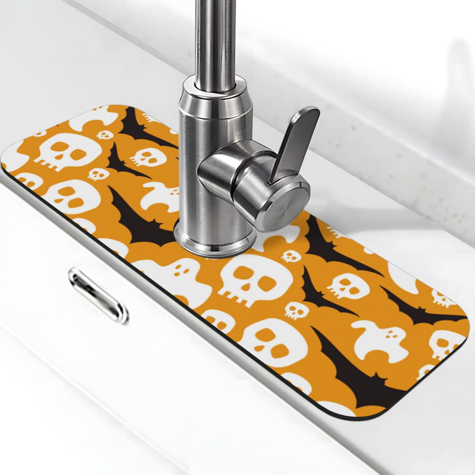 Faucet Mat for Kitchen Sink - halloween elements bat Fast Drying ...