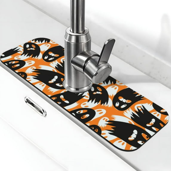 Faucet Mat for Kitchen Sink, halloween funny ghost Cute Absorbent Fast ...