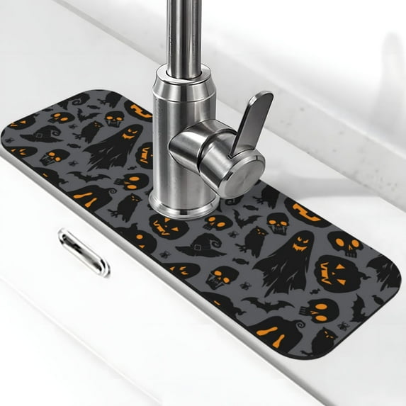Faucet Mat for Kitchen Sink - halloween spooky pumpkins Fast Drying ...