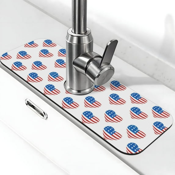 Faucet Mat for Kitchen Sink - heart USA flag print Fast Drying ...