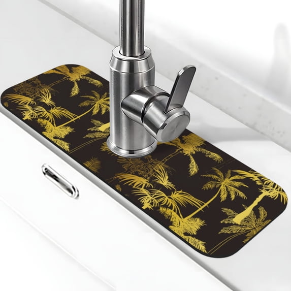 Faucet Mat for Kitchen Sink - palm tree yellow Fast Drying Absorbent ...