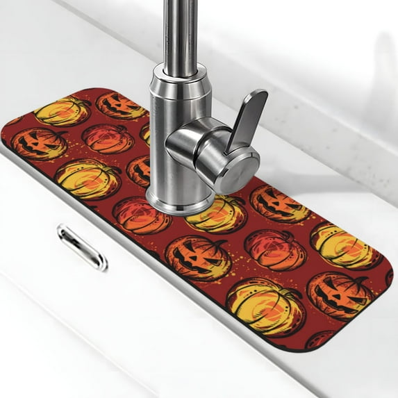 Faucet Mat for Kitchen Sink - pumpkin halloween background Fast Drying ...