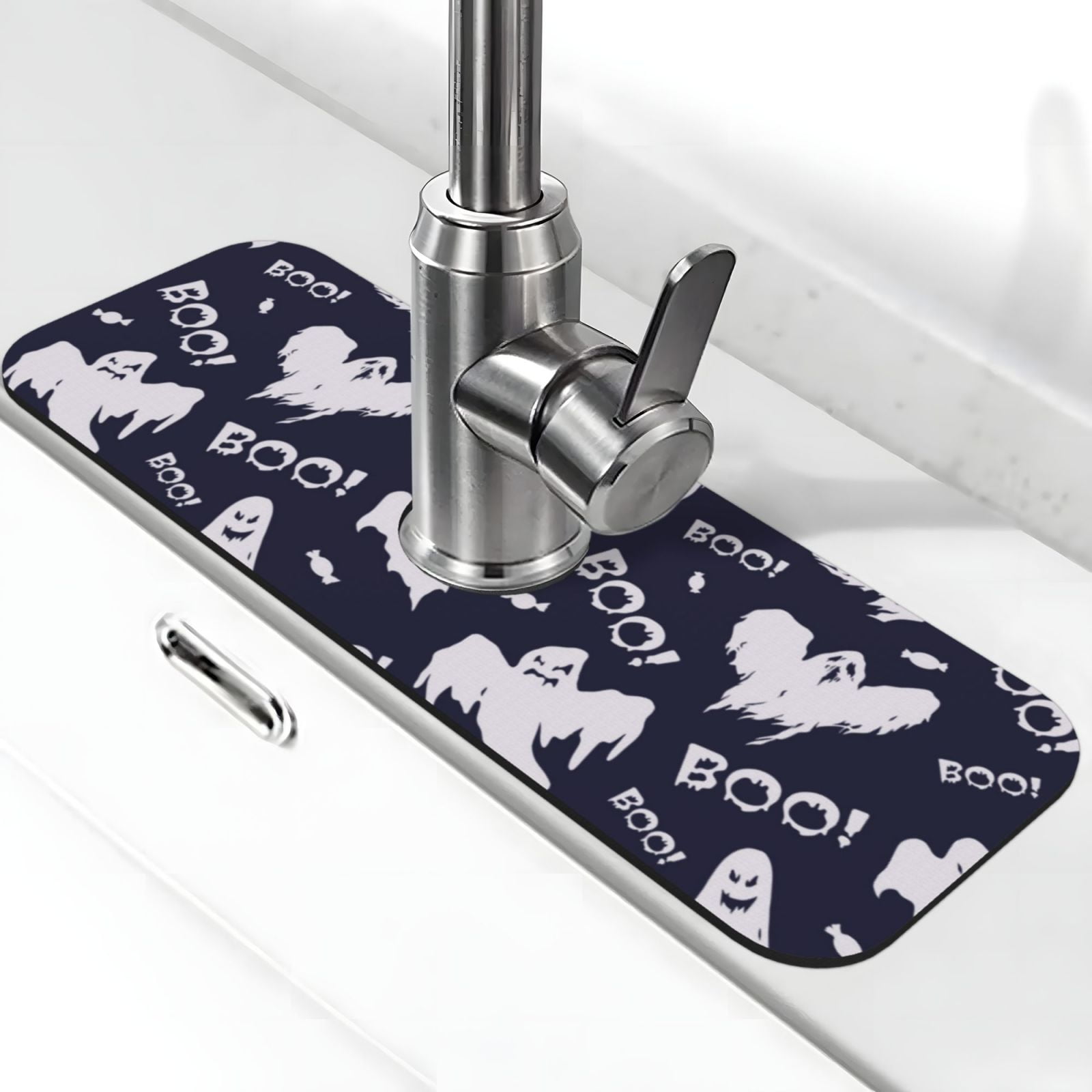 Faucet Mat for Kitchen Sink - spooky halloween Fast Drying Absorbent ...