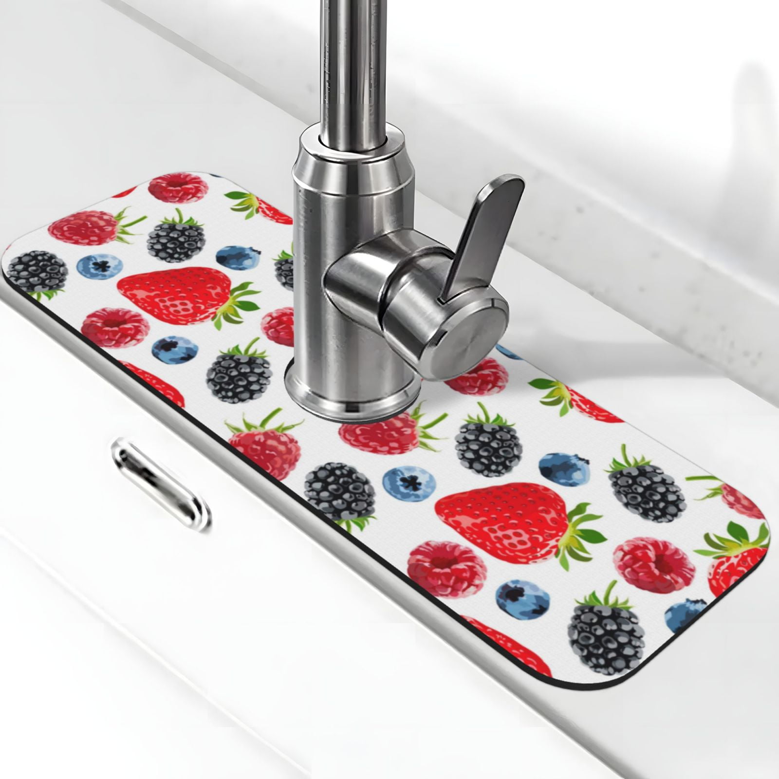 Faucet Mat for Kitchen Sink - strawberry Blueberries Fast Drying ...