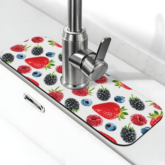 Faucet Mat for Kitchen Sink - strawberry Blueberries Fast Drying ...