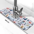 Faucet Mat for Kitchen Sink - vintage Lighthouse Sailboat Whale Fast ...