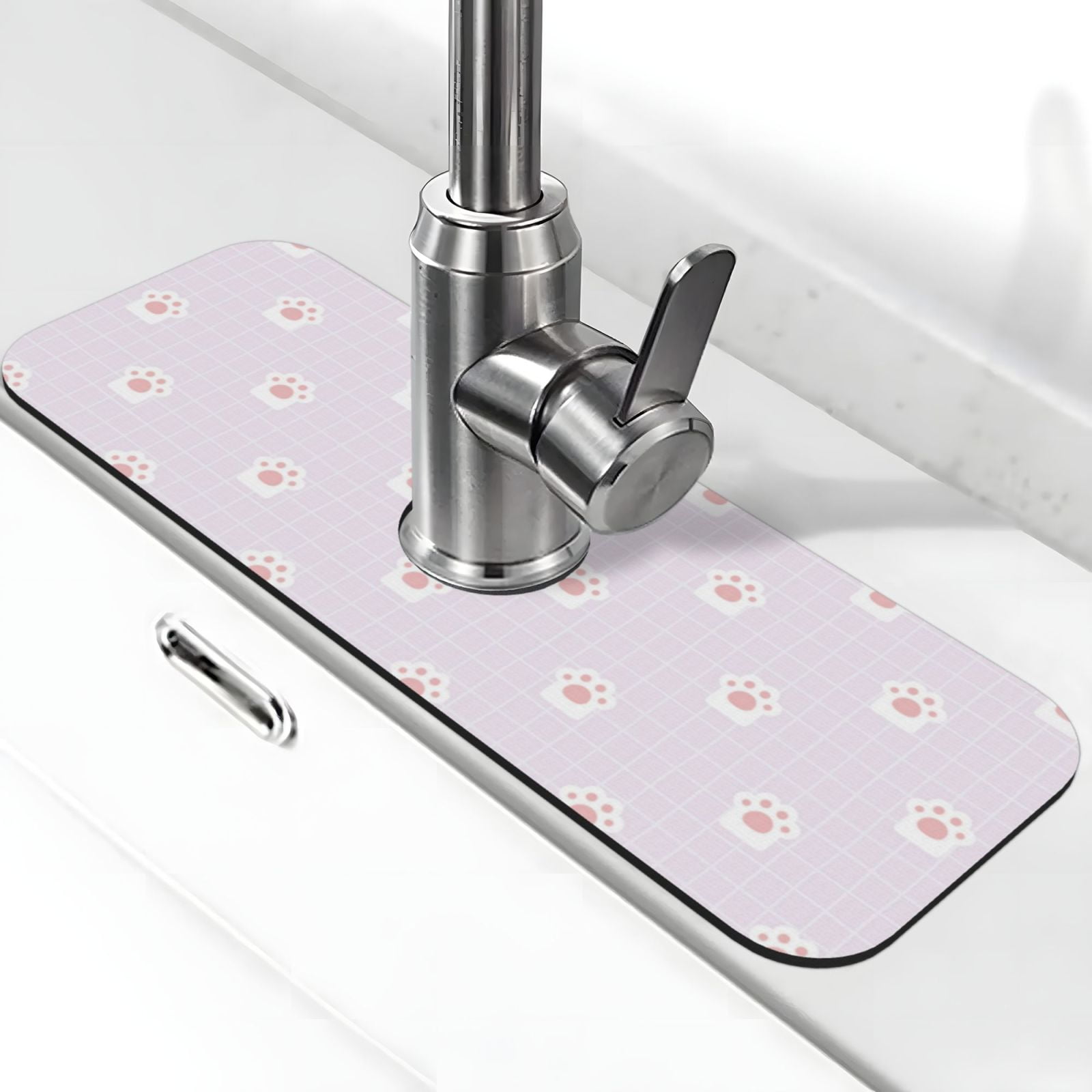 Faucet Mat for Kitchen Sink Splash Guard Kawaii cat paw Absorbent Fast ...