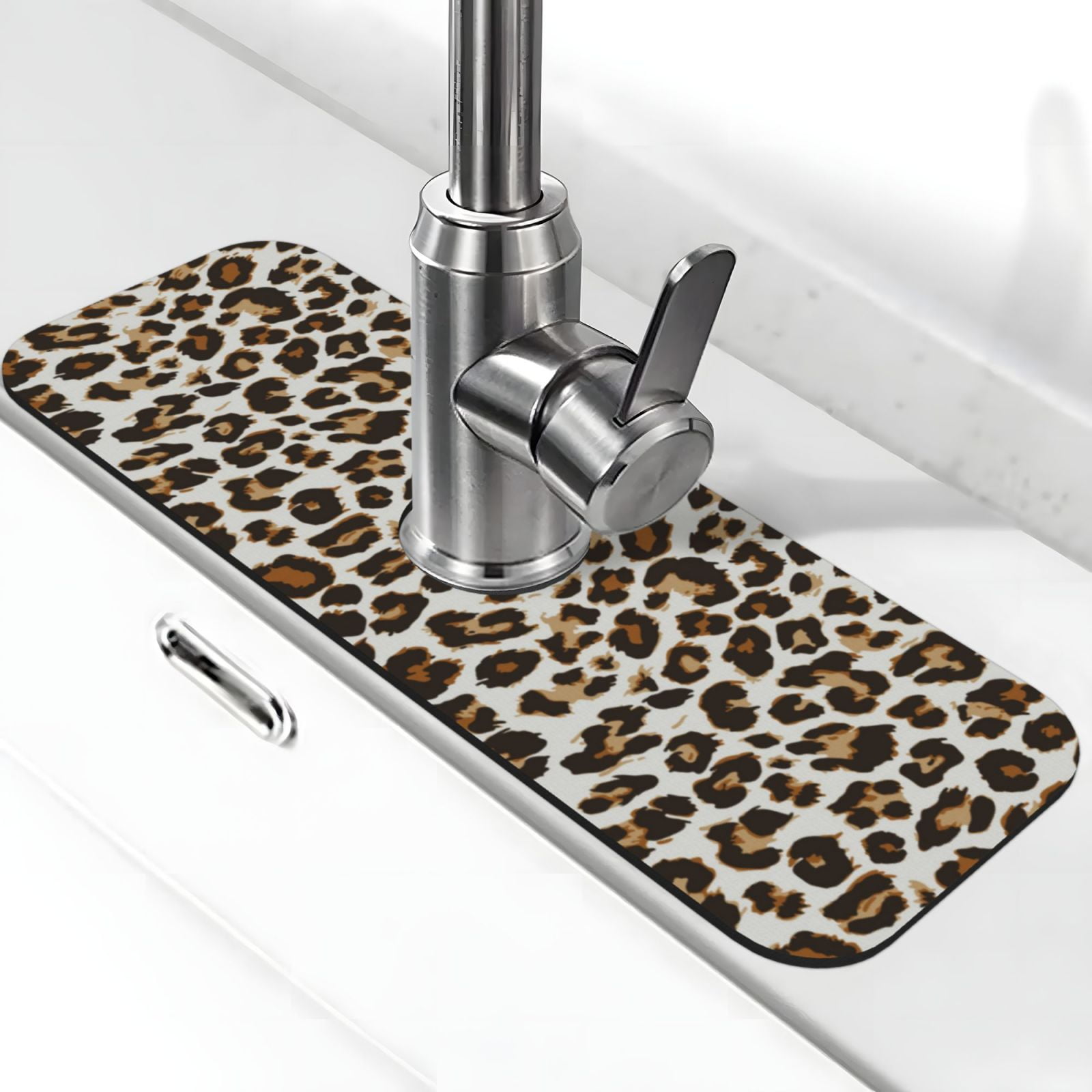 Faucet Mat for Kitchen Sink Splash Guard Leopard fashion texture ...